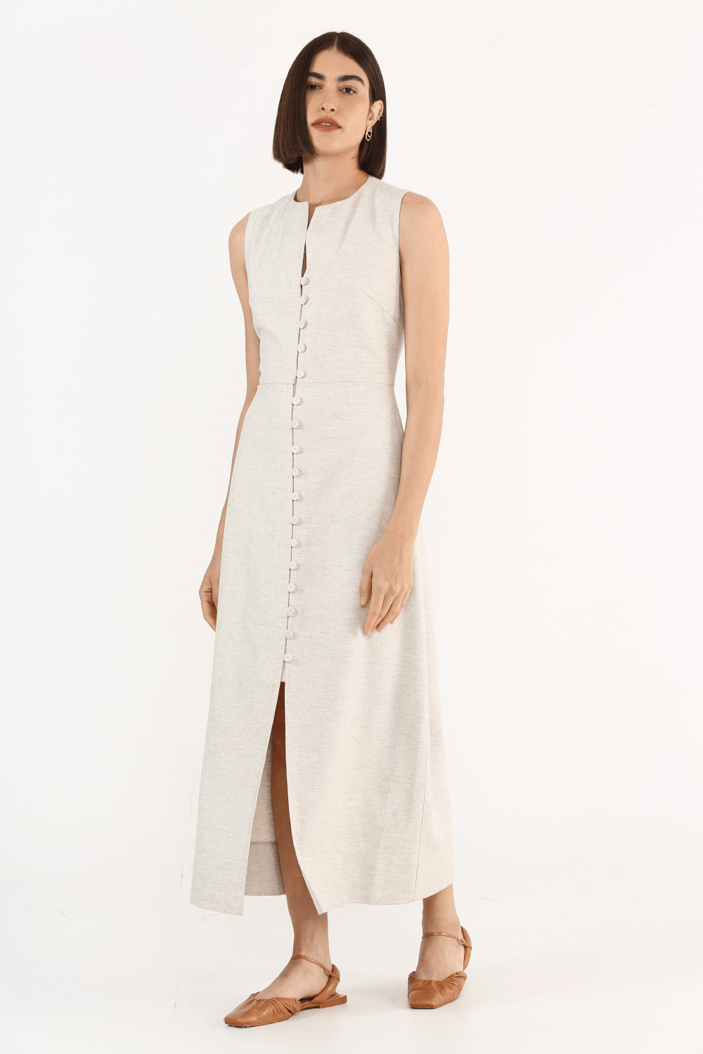 Vestido Midi Caen Clemence - Natural - Gallerist