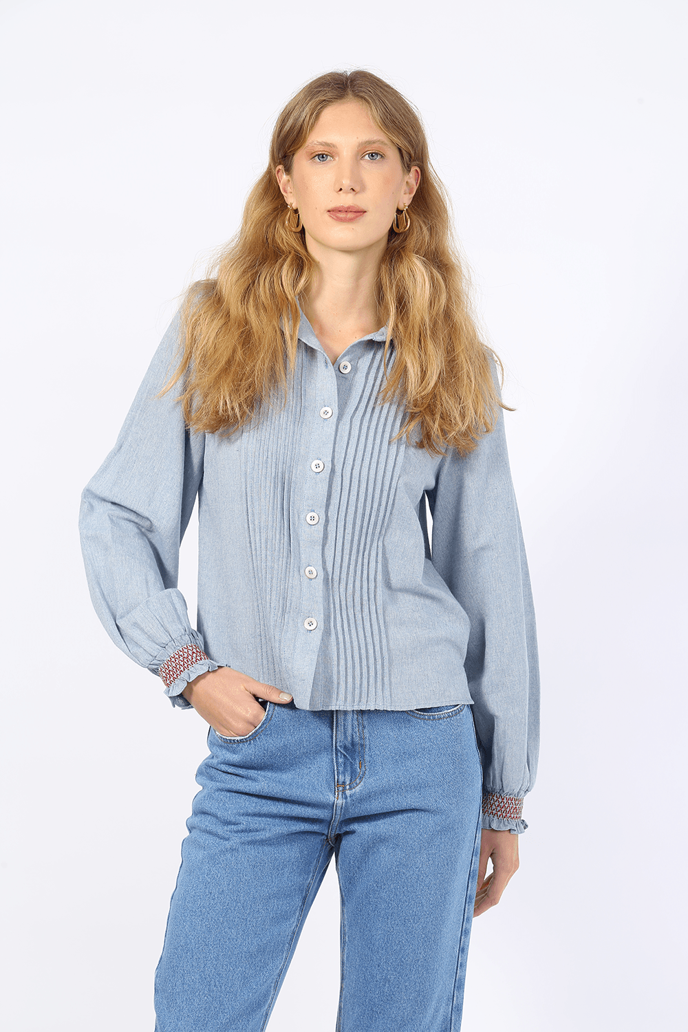 Camisa Bordado Brunelleschi Clemence + 3 Little - Azul - Gallerist