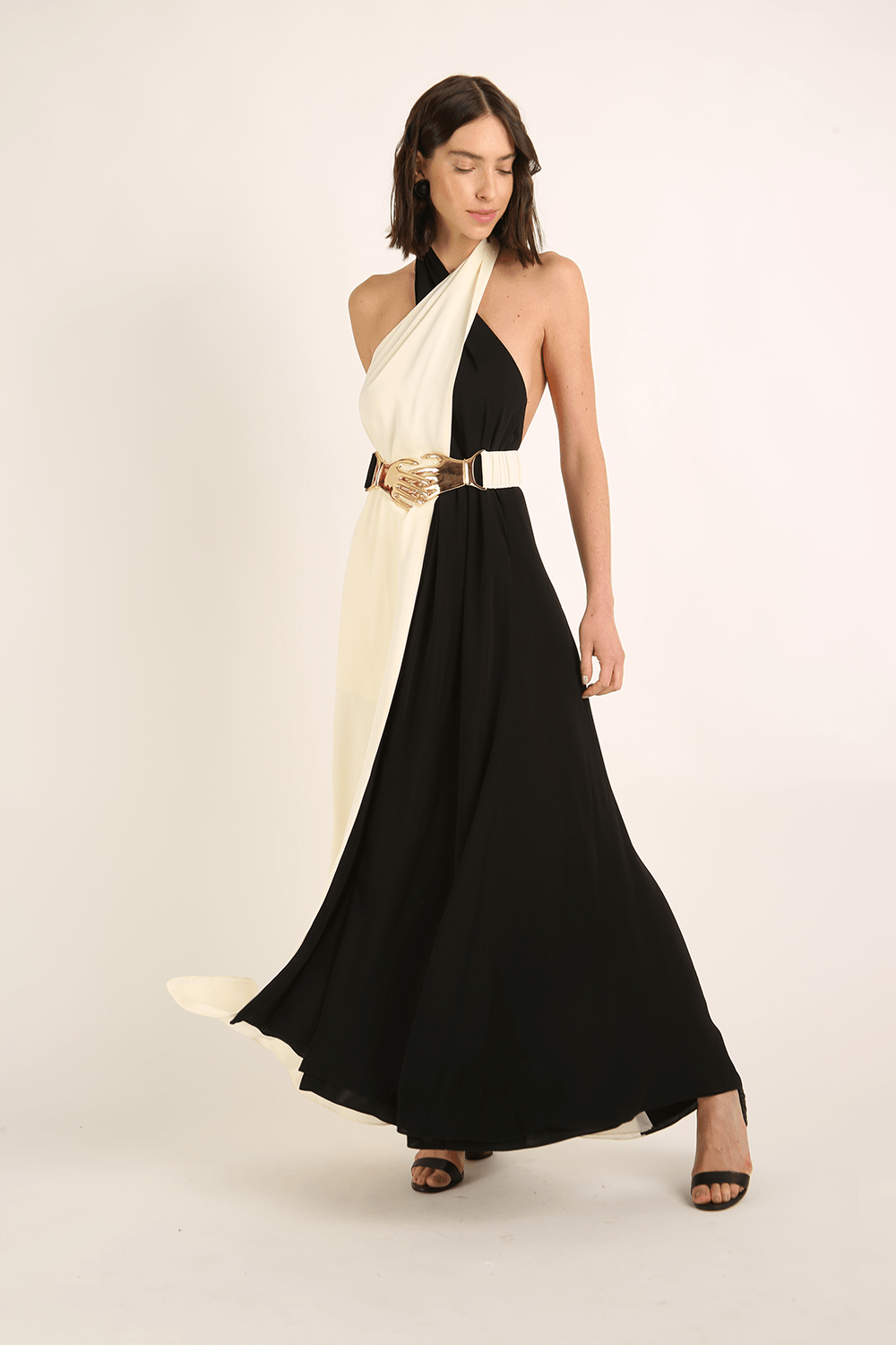 Vestido Transpassado Margot Framed - Preto&Branco - Gallerist