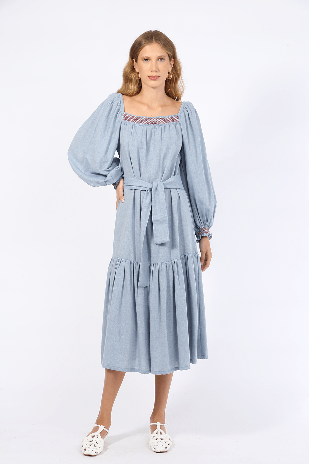 Vestido Bordado Brunelleschi Clemence + 3 Little - Azul - Gallerist