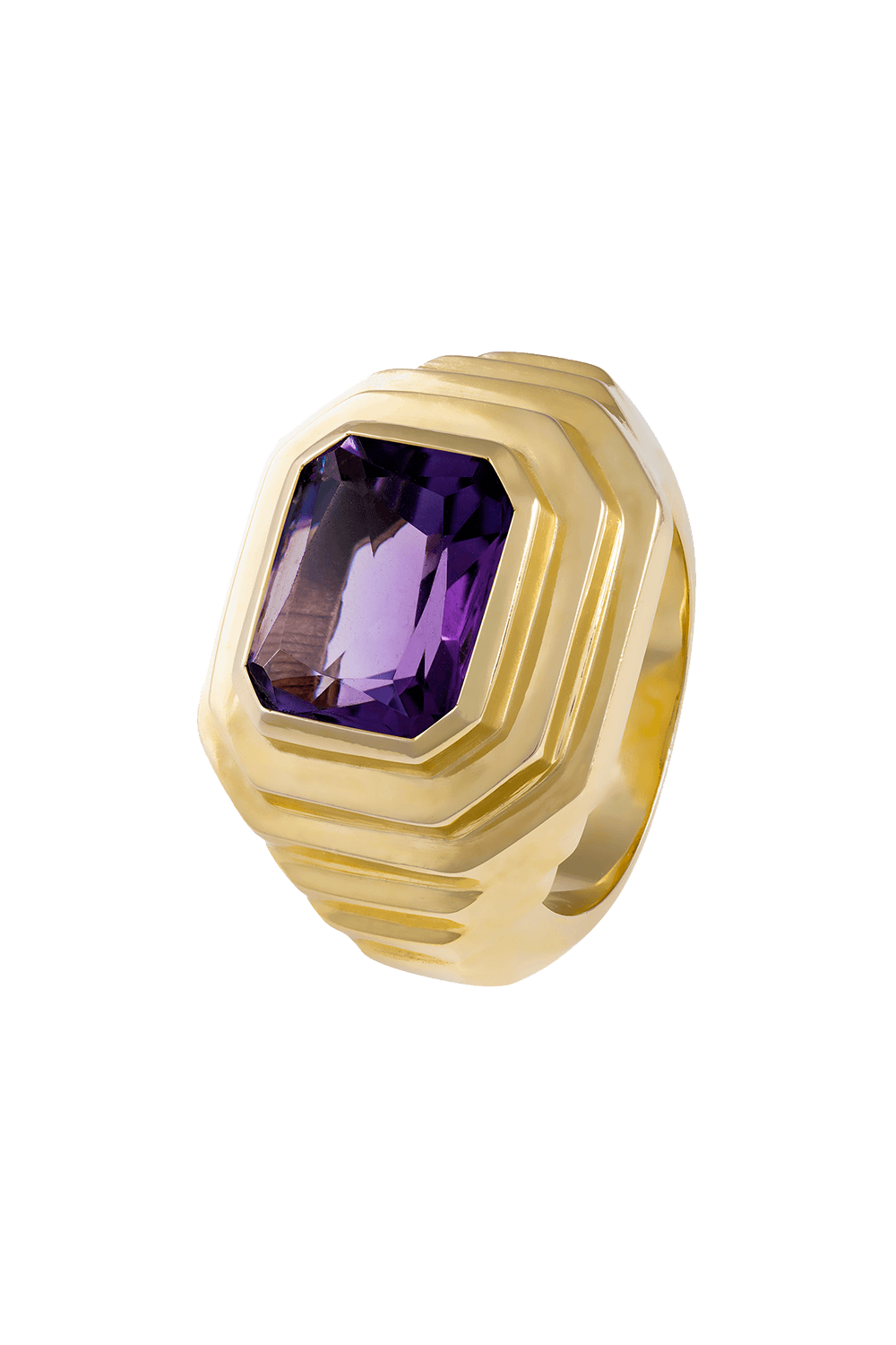 Anel Degraus Ametista Dourado Maria Frering - Dourado - Gallerist