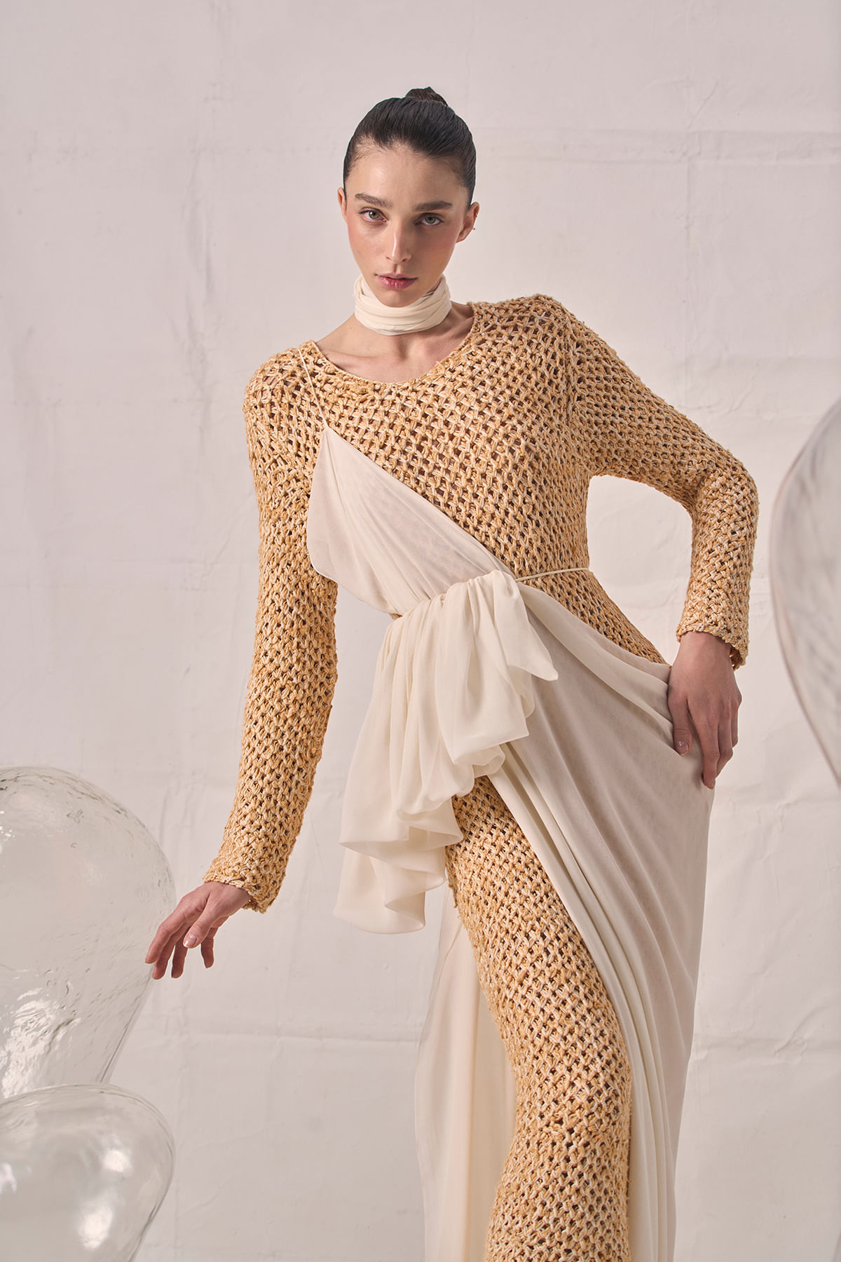 Vestido Tricot Seda Rustica Bege Paula Raia - Bege - Gallerist